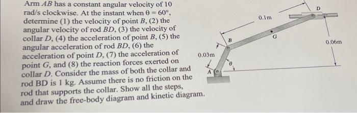 Solved Arm AB has a constant angular velocity of 10 rad/s | Chegg.com