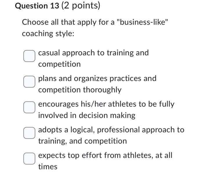 Solved Question 13 (2 points) Choose all that apply for a | Chegg.com