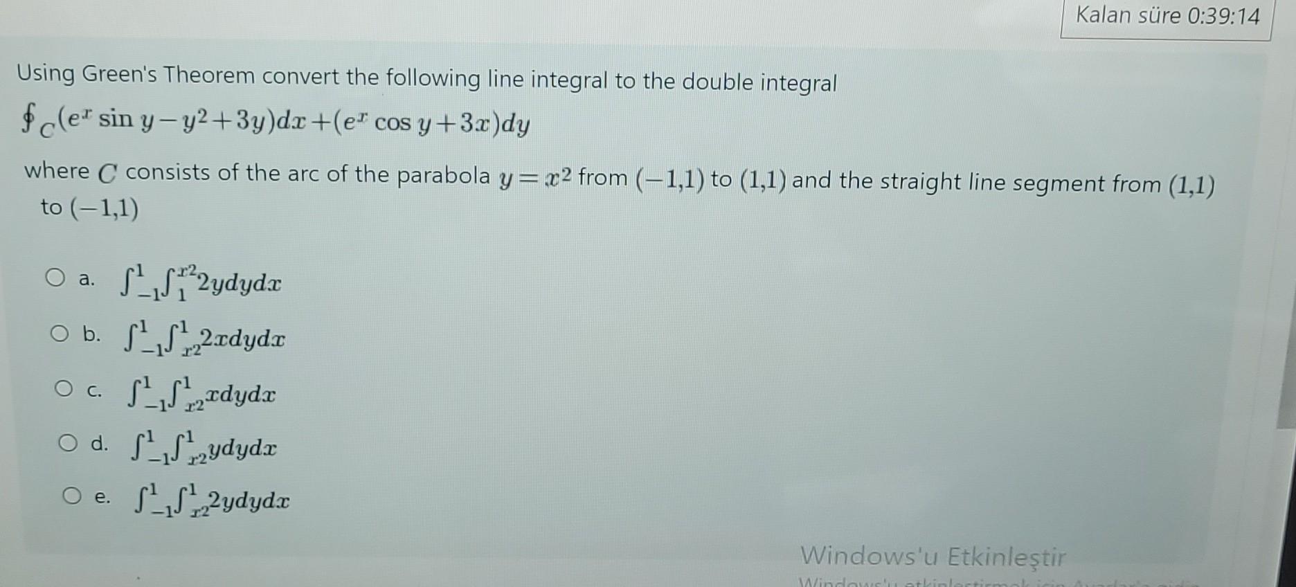 Solved Using Green's Theorem convert the following line | Chegg.com