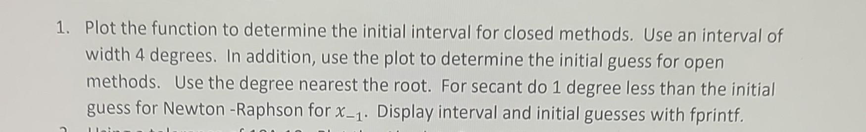 Solved Plot the function to determine the initial interval | Chegg.com