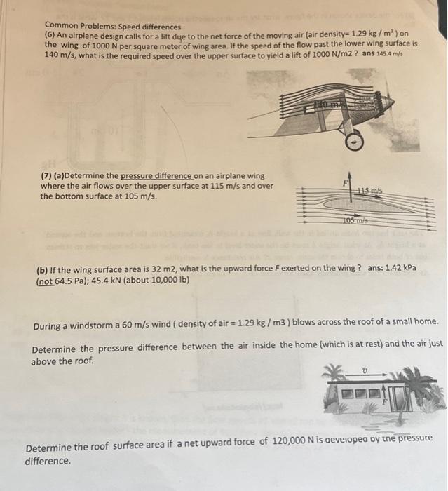 Solved Common Problems: Speed differences (6) An airplane | Chegg.com