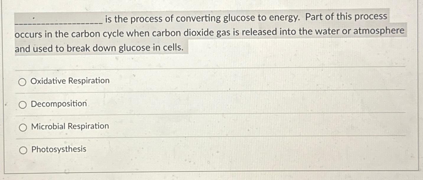 Solved is the process of converting glucose to energy. Part | Chegg.com