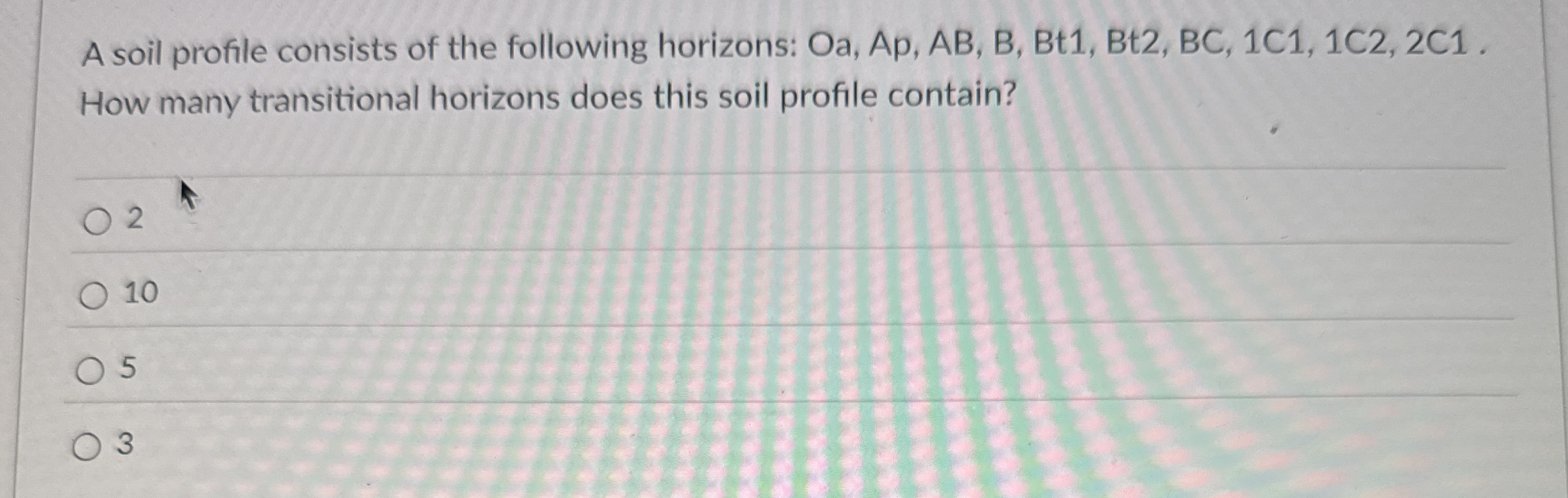 Solved A soil profile consists of the following horizons: | Chegg.com