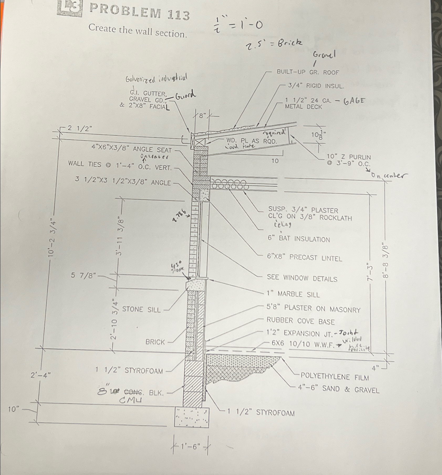 PROBLEM 13 ﻿Create the wall section.Draw all the | Chegg.com