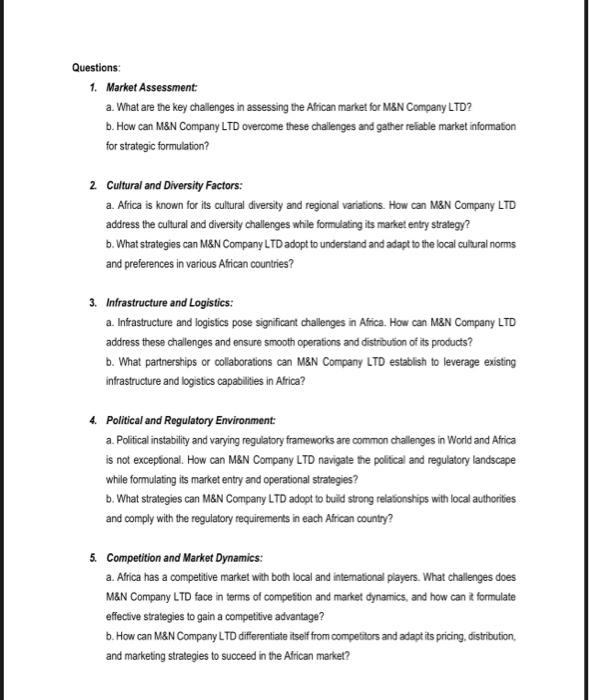 Solved Questions: 1. Market Assessment: a. What are the key | Chegg.com
