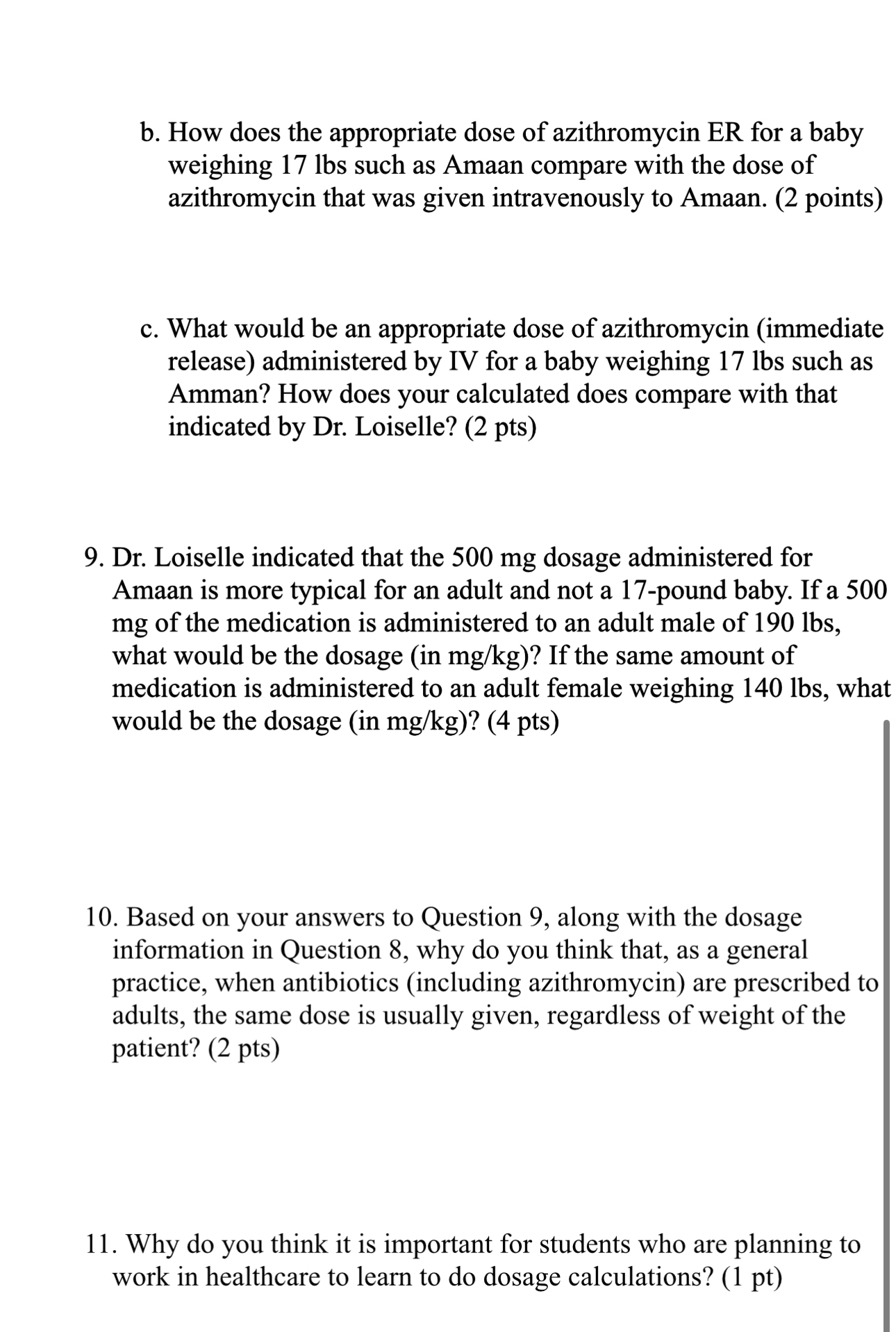 Solved b. ﻿How does the appropriate dose of azithromycin ER | Chegg.com