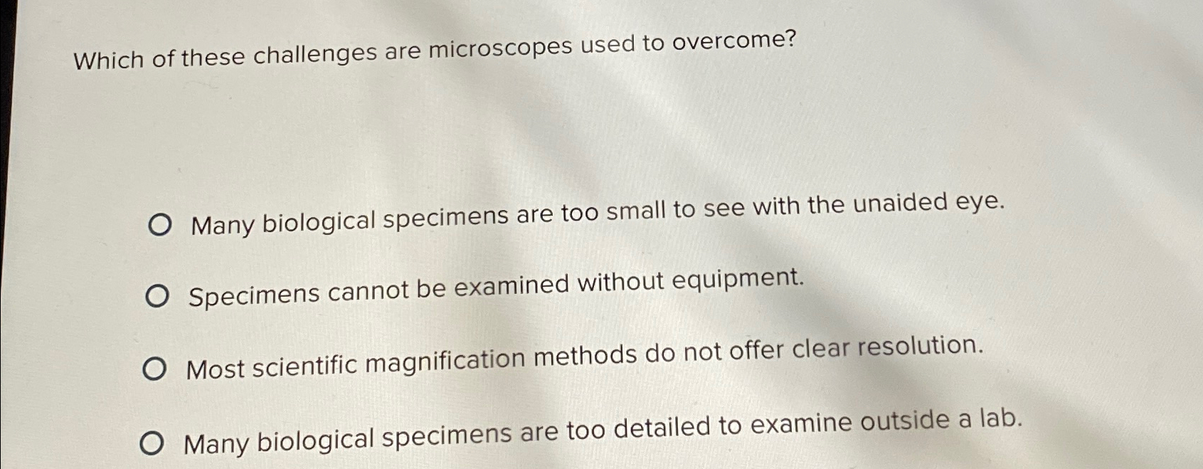 Solved Which of these challenges are microscopes used to | Chegg.com