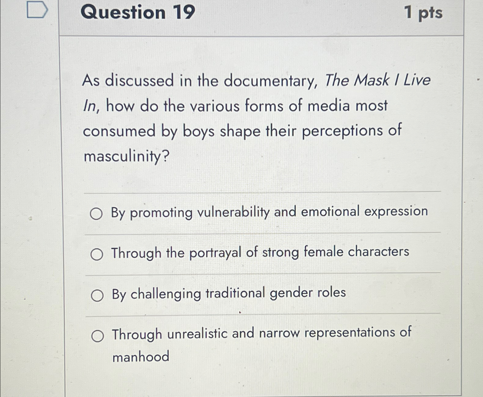 Solved Question 191 ﻿ptsAs discussed in the documentary, The | Chegg.com