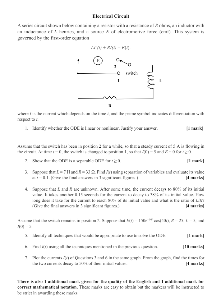Solved Electrical CircuitA series circuit shown below | Chegg.com