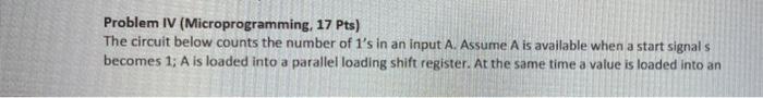 Solved Problem IV (Microprogramming, 17 Pts) The circuit | Chegg.com