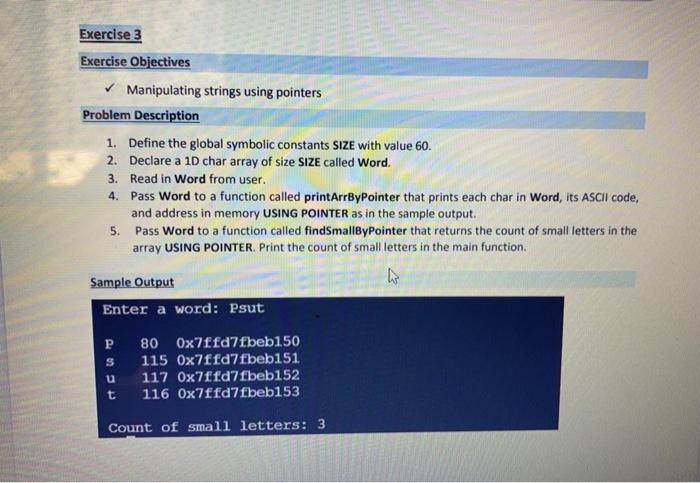 Solved Exercise 3 Exercise Objectives Manipulating strings | Chegg.com
