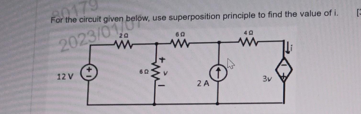 Solved For the circuit given below, use superposition | Chegg.com