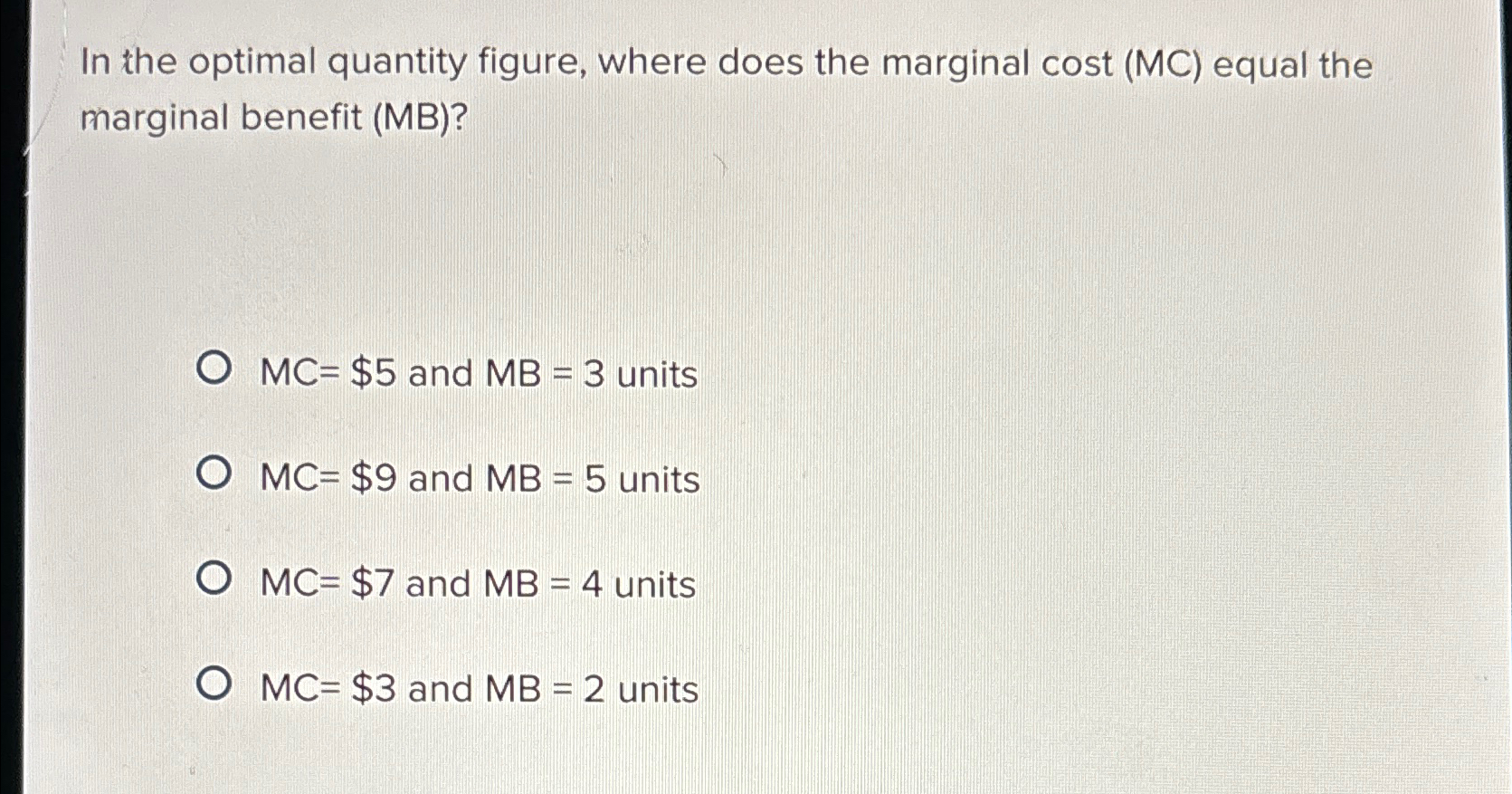 Solved In the optimal quantity figure, where does the | Chegg.com