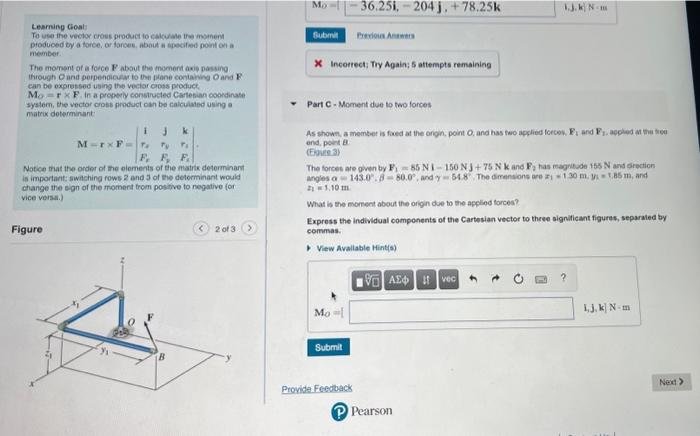 Solved Part B - Moment due to a force specified as a | Chegg.com
