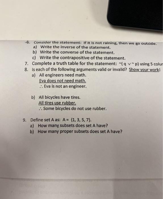 Solved 16. Consider the statement: If it is not raining, | Chegg.com
