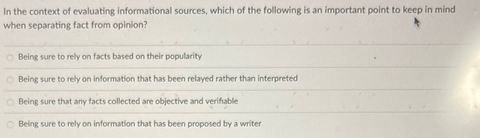 Solved In the context of evaluating informational sources, | Chegg.com
