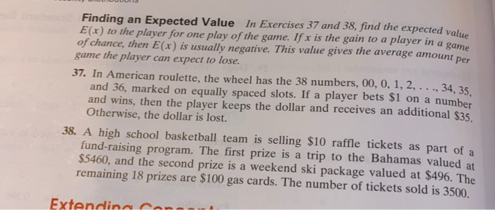 Solved Finding an Expected Value In Exercises 37 and 38, | Chegg.com