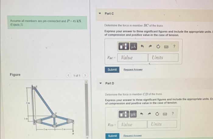 Solved Assume all members are pin connected and P=45kN. | Chegg.com