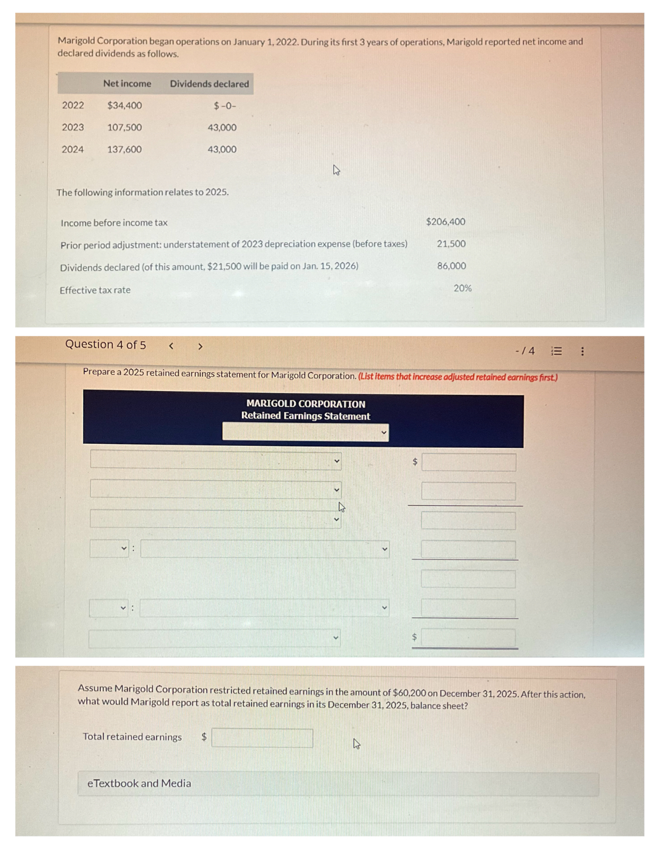 Solved Prepare a 2025 ﻿retained earnings statement for | Chegg.com