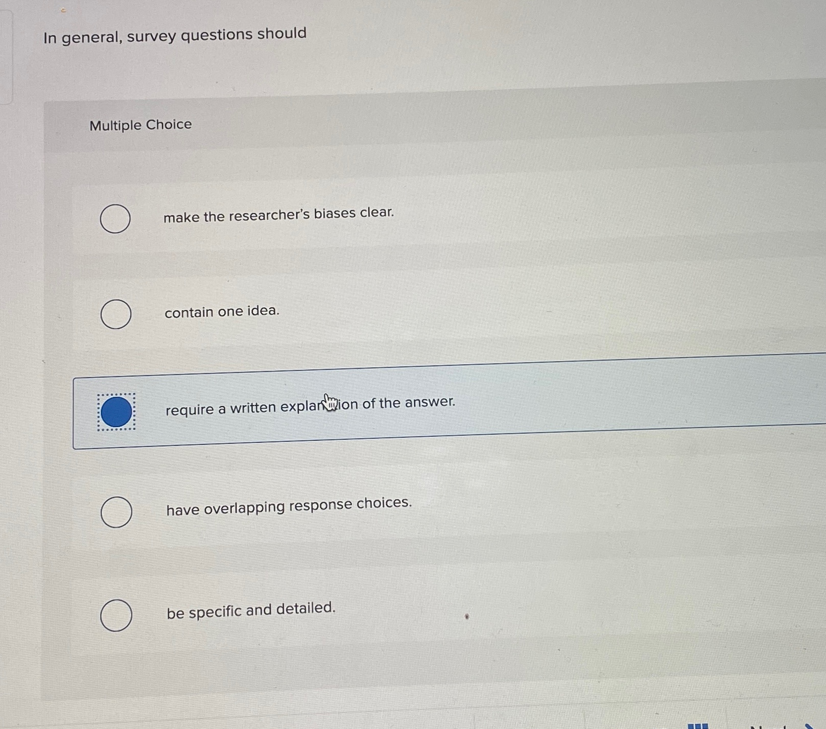 Solved In general, survey questions shouldMultiple Choice | Chegg.com