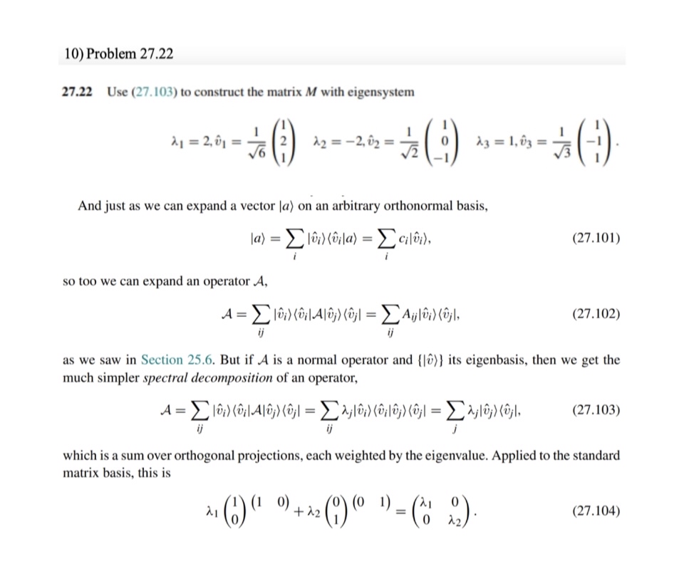 Solved Problem 27.2227.22 ﻿Use (27.103) ﻿to construct the | Chegg.com