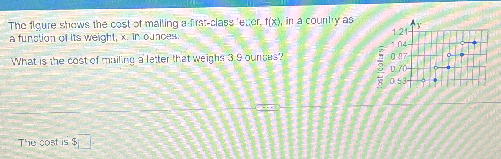 The figure shows the cost of mailing a first-class | Chegg.com