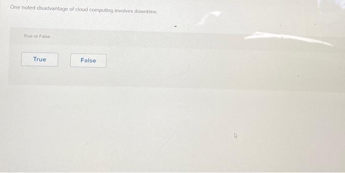 Solved One noted disadvantage of cloud computing involves | Chegg.com