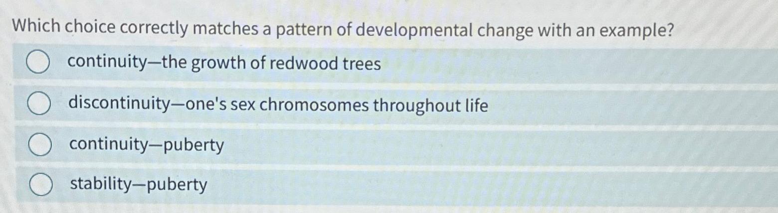 Solved Which choice correctly matches a pattern of | Chegg.com