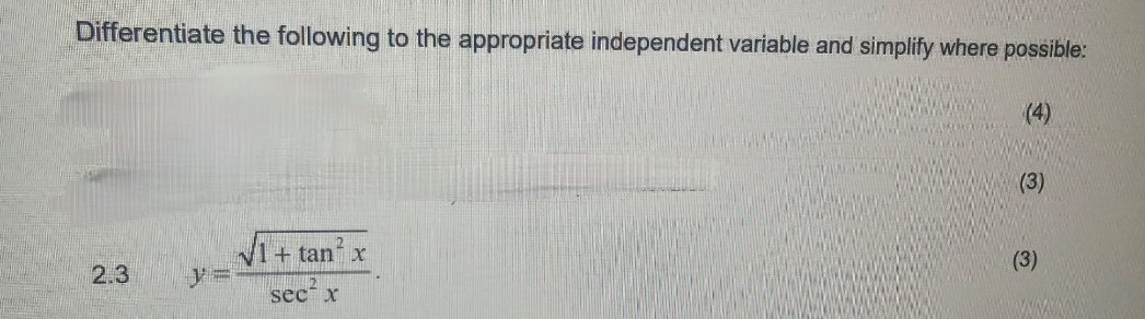 Solved Differentiate the following to the appropriate | Chegg.com