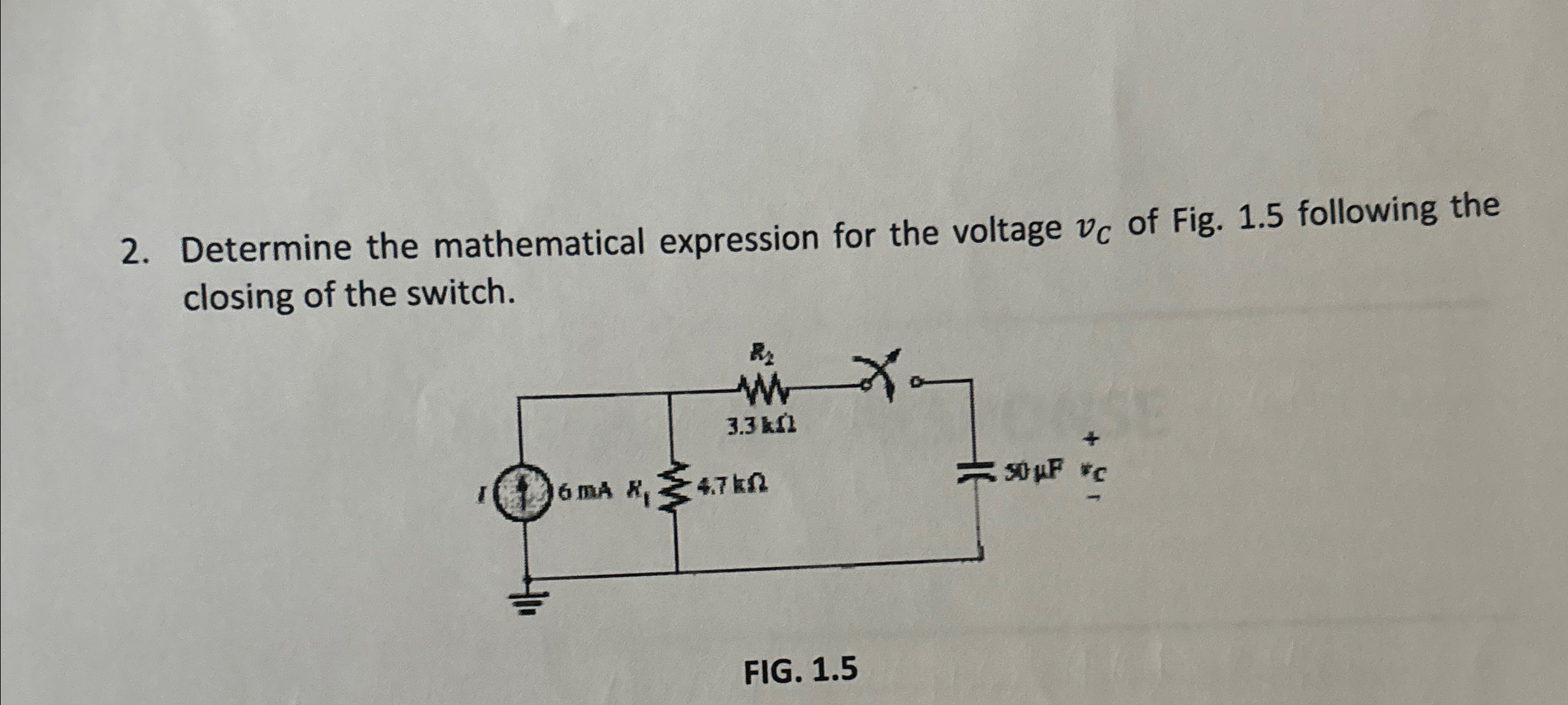 Solved Determine the mathematical expression for the voltage | Chegg.com