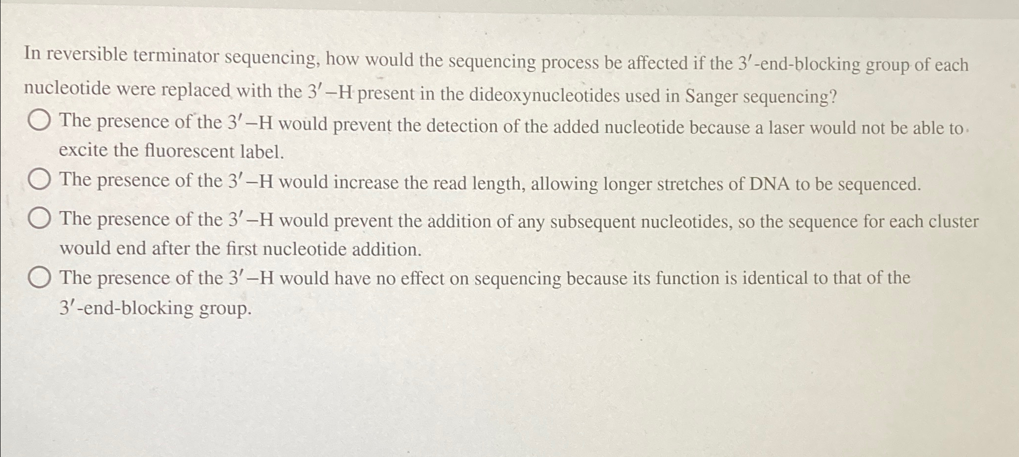 Solved In Reversible Terminator Sequencing How Would The