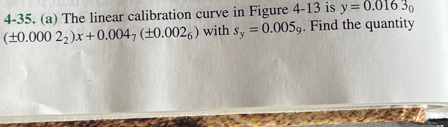 Solved 4-35. (a) ﻿The linear calibration curve in Figure | Chegg.com
