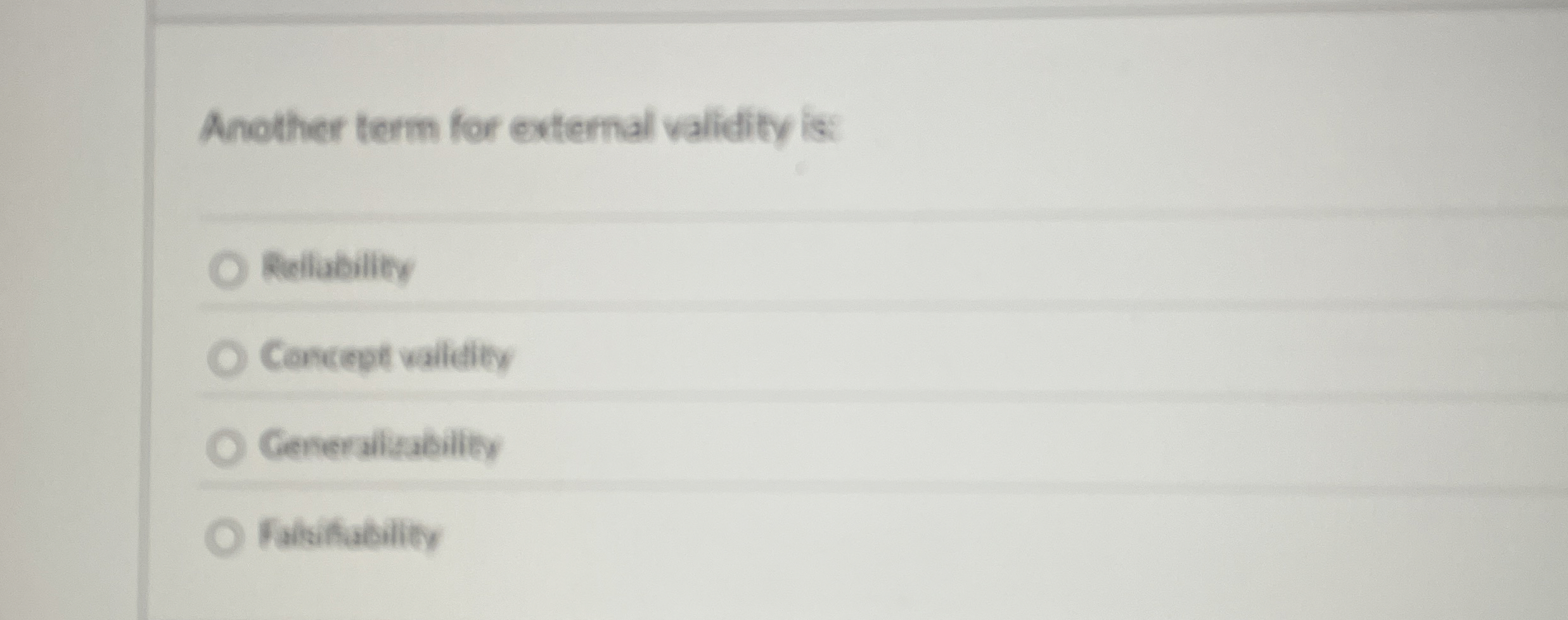 Solved Another term for external validity | Chegg.com