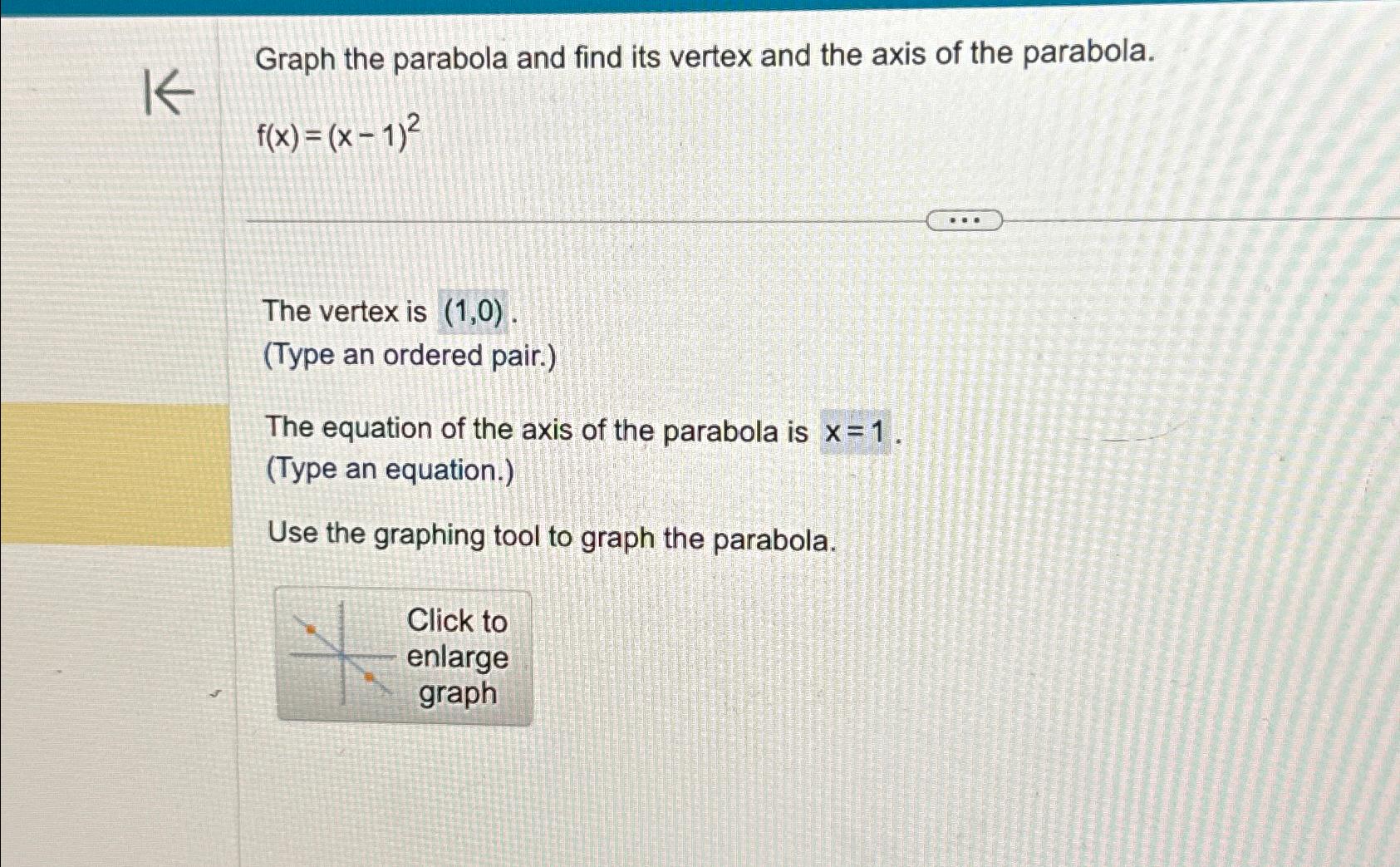 Solved Graph the parabola and find its vertex and the axis | Chegg.com