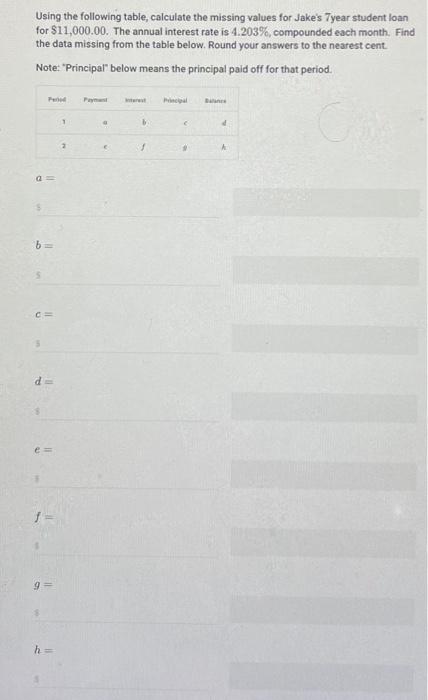 Solved Using the following table, calculate the missing | Chegg.com