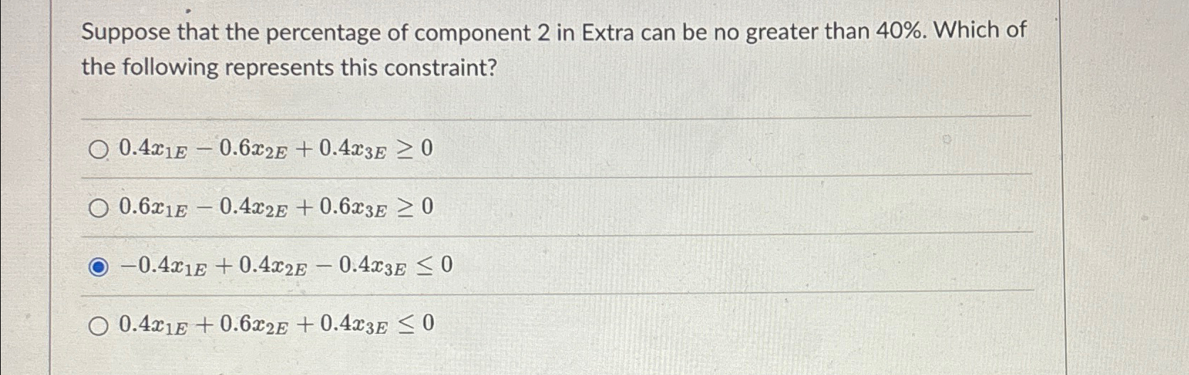 Solved Suppose that the percentage of component 2 ﻿in Extra | Chegg.com