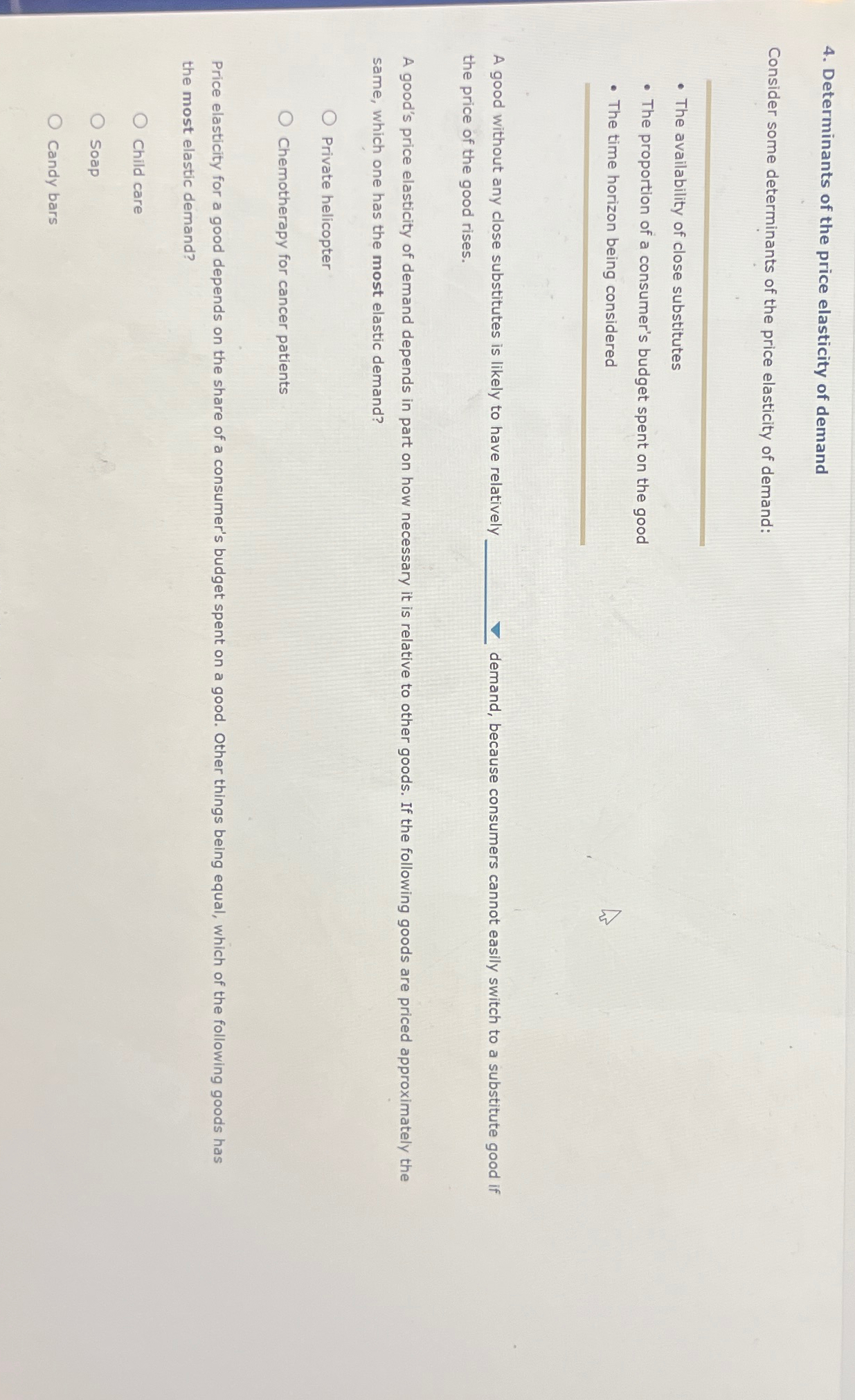 Solved Determinants of the price elasticity of | Chegg.com