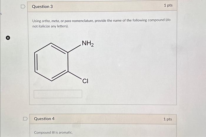 Solved Using ortho, meta, or para nomenclature, provide the | Chegg.com