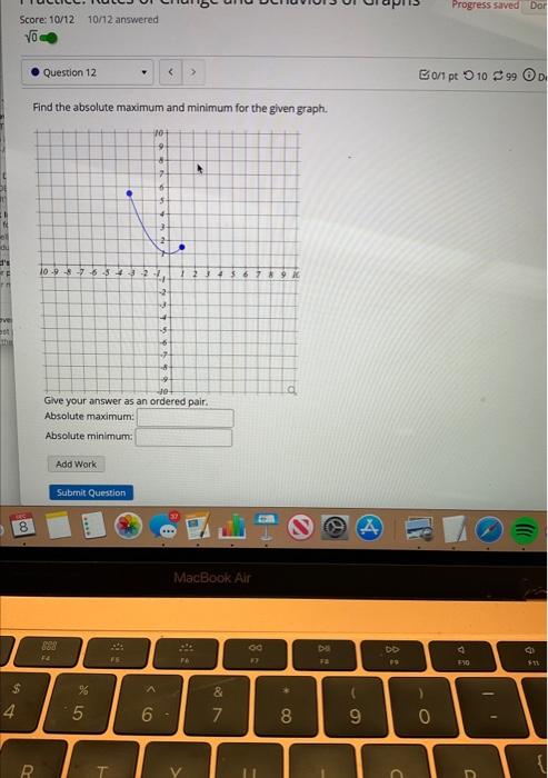 Solved Find the absolute maximum and minimum for the given | Chegg.com