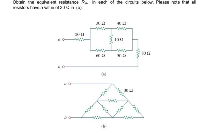 Solved Obtain the equivalent resistance Rab in each of the | Chegg.com