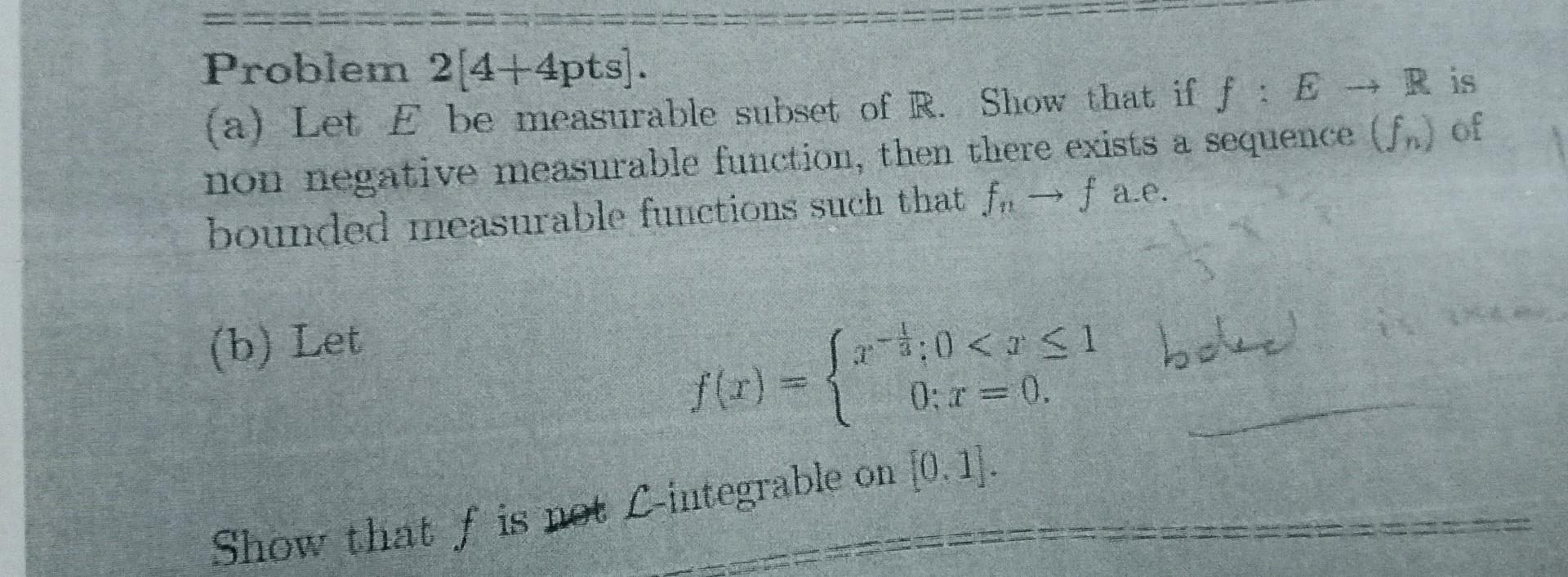 Solved Problem 2[4 4pts] A Let E Be Measurable Subset Of