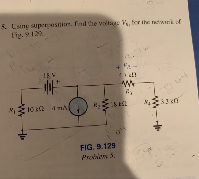 Solved 5. Using superposition, find the voltage VR, for the | Chegg.com