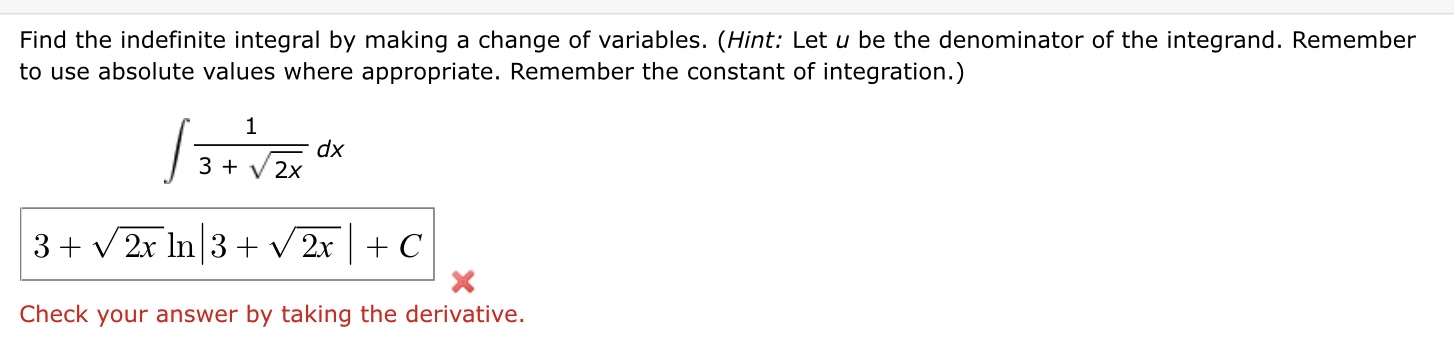 Solved Find the indefinite integral by making a change of | Chegg.com