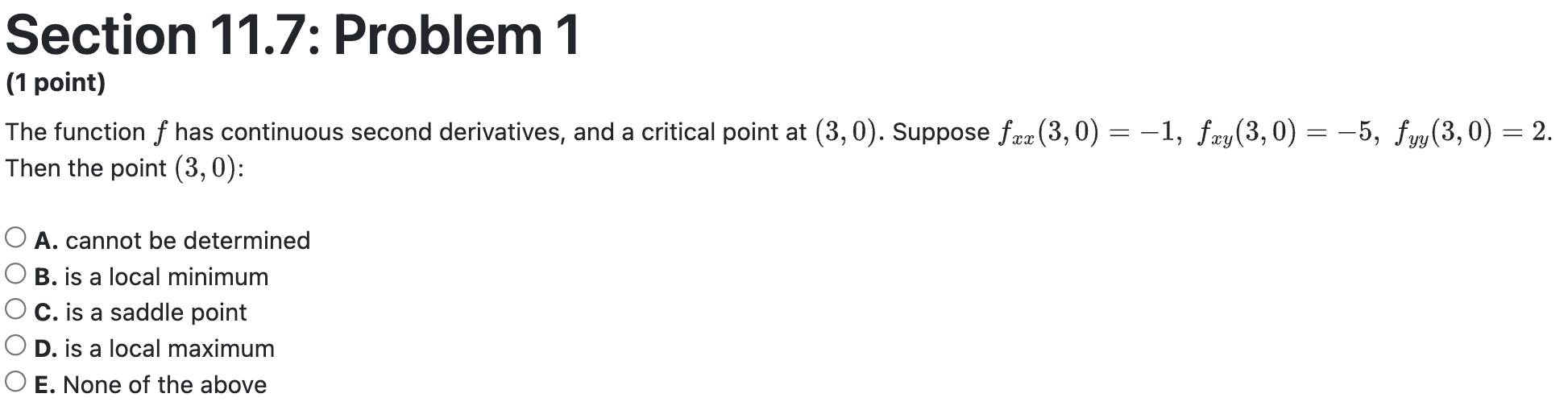 Solved Section 11.7: Problem 1(1 point)The function f has | Chegg.com Solved Section 11.7: Problem 1(1 point)The function f has | Chegg.com