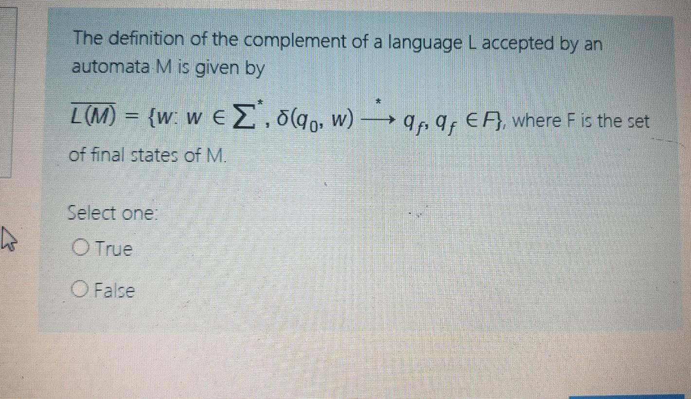 Solved The definition of the complement of a language L | Chegg.com