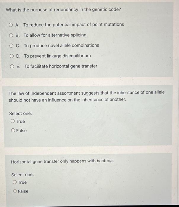 Solved What is the purpose of redundancy in the genetic | Chegg.com