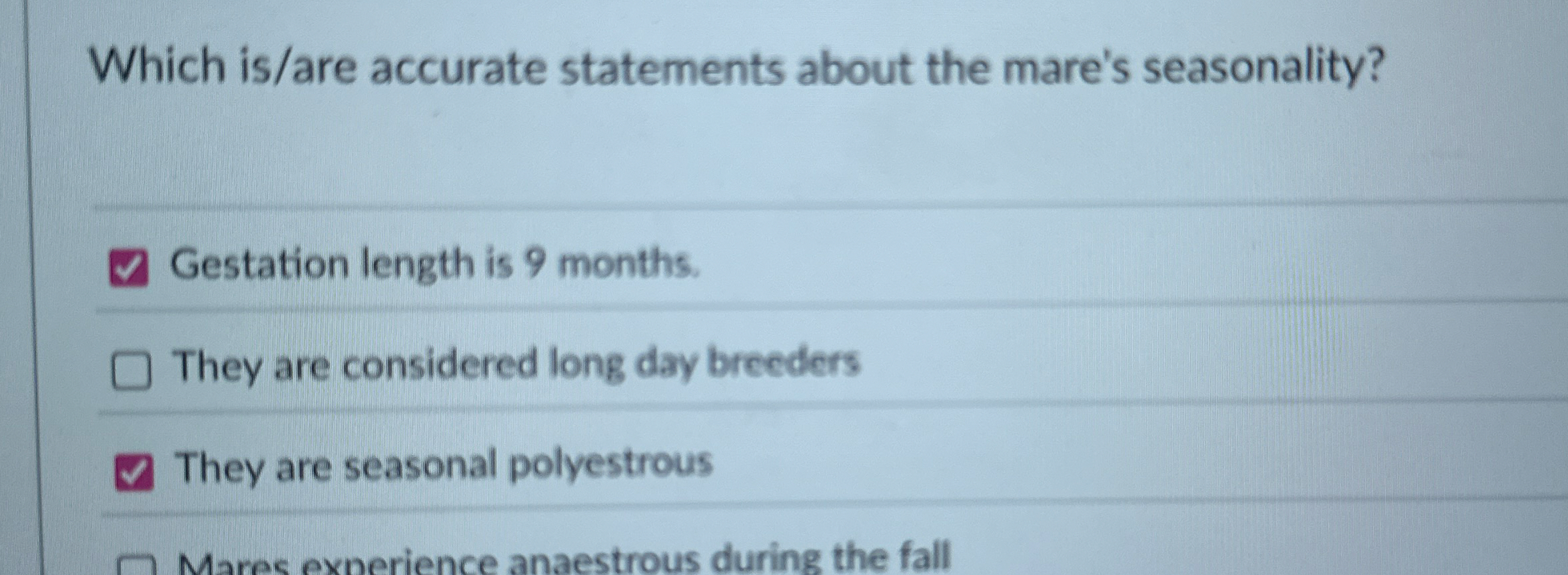 Solved Which is/are accurate statements about the mare's | Chegg.com
