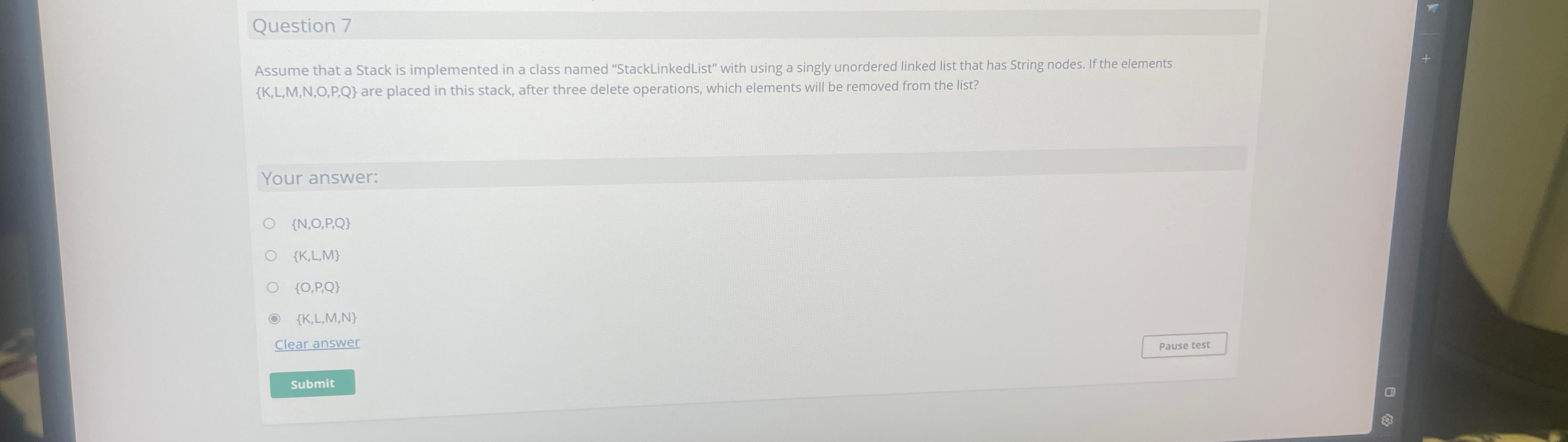 Solved Question 7Assume that a Stack is implemented in a | Chegg.com