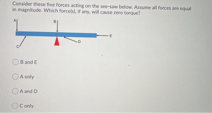 Solved Consider these five forces acting on the see-saw | Chegg.com