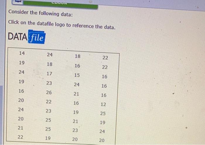 Solved UUUU Consider the following data: Click on the | Chegg.com